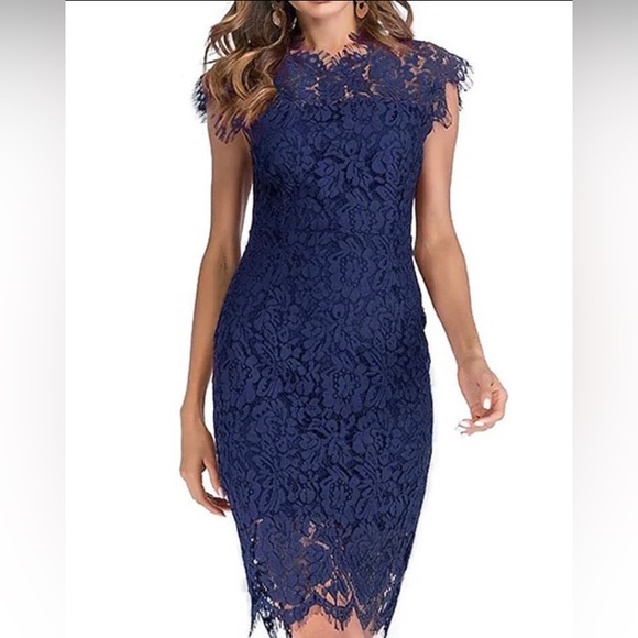 Merokeety | Dresses | Merokeety Navy Blue Lace Dress New W Tags | Poshmark
